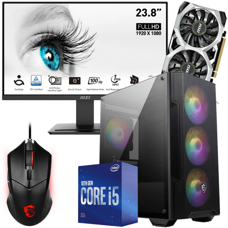 Setup Gamer FULL MSI Pc de Bureau Gaming / i5-10400F / GTX 1650 4G / 16 ...