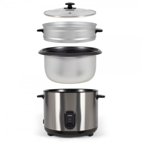 Cuiseur à riz et vapeur acier inoxydable LIVOO DOC293 / 1000W / INOX