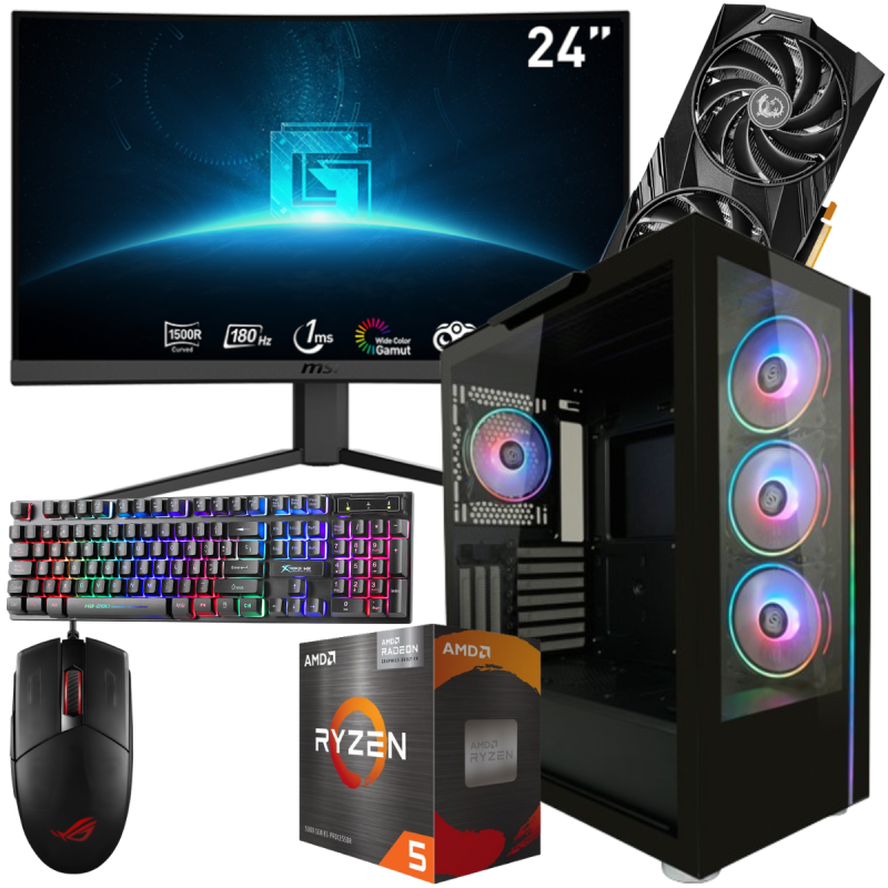 Setup Gamer MSI Pc de Bureau Gaming / Ryzen 5 5600X / RTX 4060 8G / 32 ...