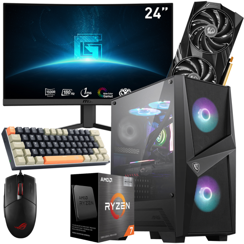 Setup Gamer MSI Pc de Bureau Gaming / Ryzen 7 5800X3D / RTX 4060 8G ...