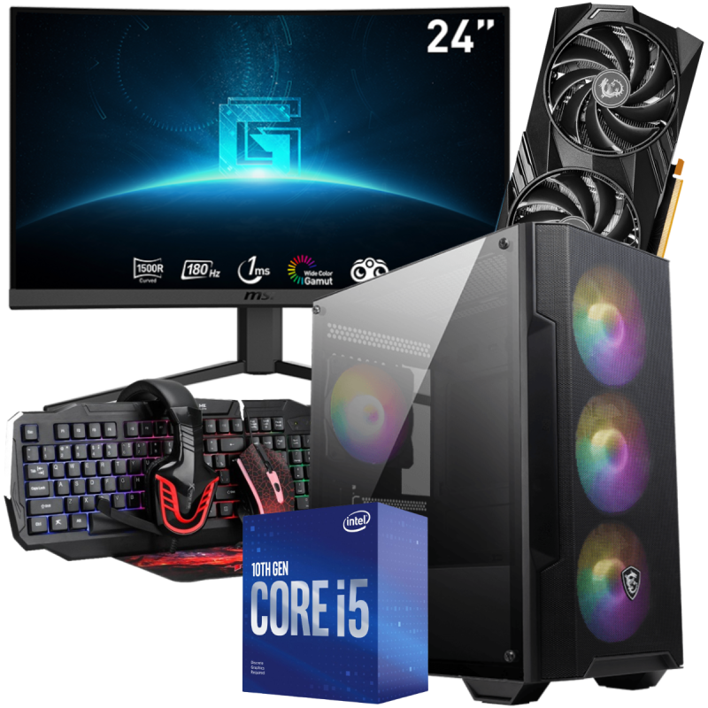 Setup Gamer MSI Pc de Bureau Gaming / i5-10400F / RTX 4060 8G / 32 Go ...