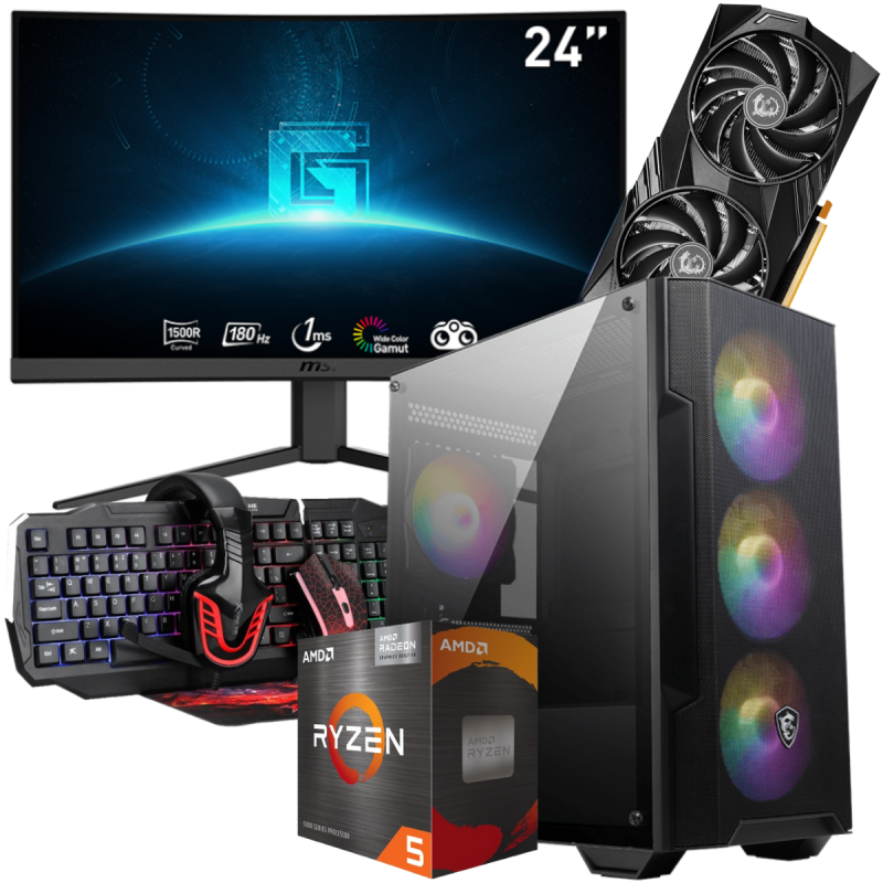 Setup Gamer MSI Pc de Bureau Gaming / Ryzen 5 5600X / RTX 4060 8G / 32 ...