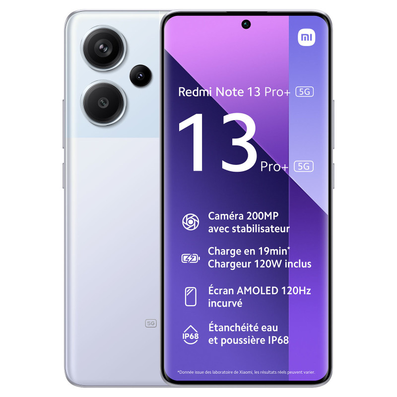 Smartphone XIAOMI Redmi Note 13 PRO+ 5G/ 8GO /256GO / Violet + Ecouteurs Bluetooth XIAOMI REDMI ...