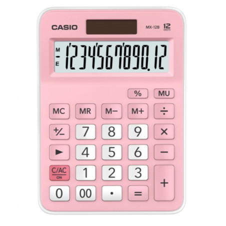 CALCULATRICE CASIO MX-12B / Pile et Solaire / 12 CHIFFRES / ROSE