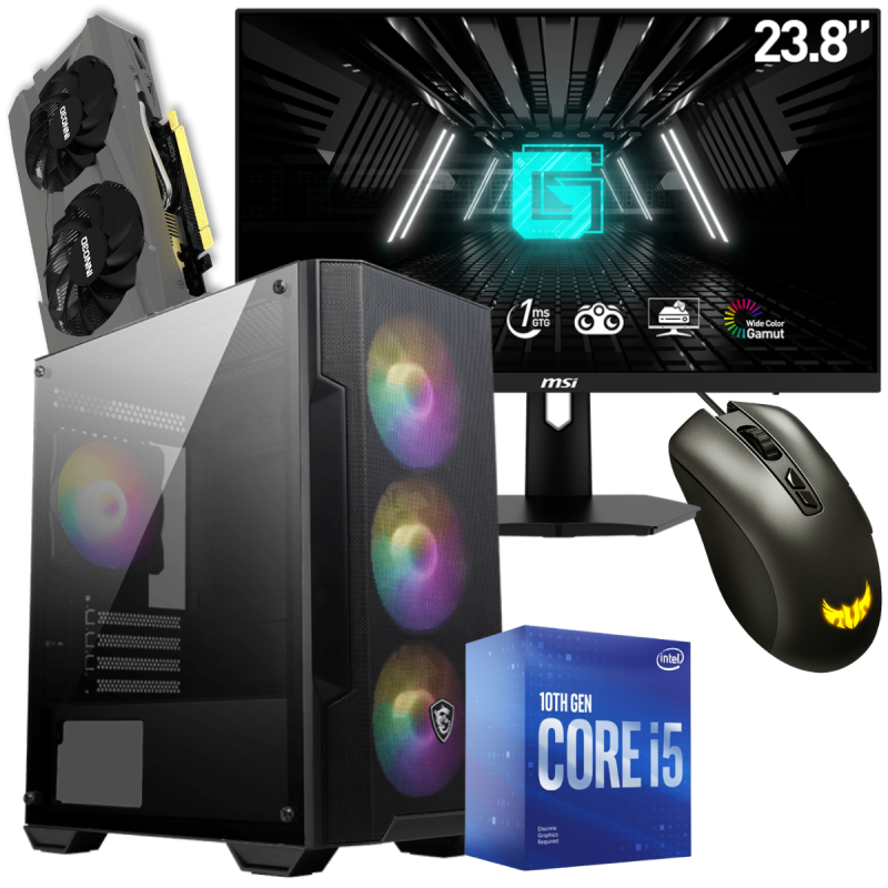 Setup Gamer Special Pc de Bureau Gaming / i5-10400F / RTX 3050 8G / 16 Go Avec Écran MSI 24 ...
