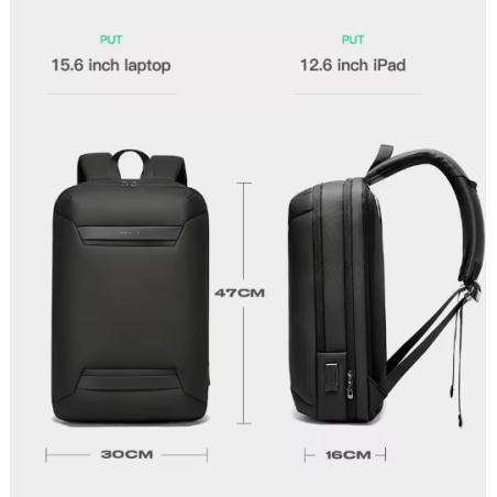 SAC A DOS BANGE BG035 15.6" / CUIR NOIR