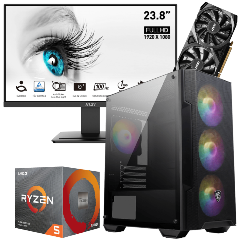 Setup Gamer MSI Pc de Bureau Gaming / Ryzen 5 3600 / RTX 3050 8G / 16 ...