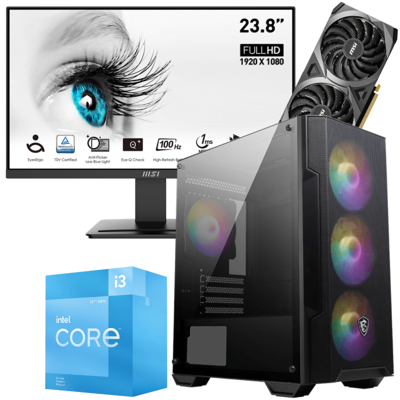 Setup Gamer MSI Pc de Bureau Gaming / i3-12100F / RTX 3060 12G / 16 Go ...