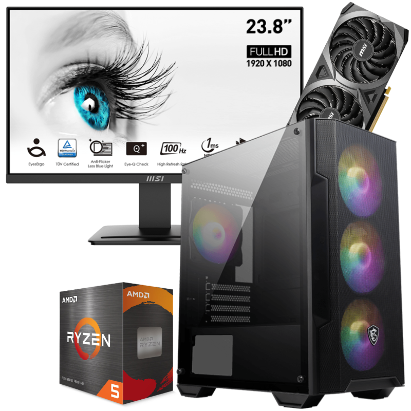 Setup Gamer MSI Pc de Bureau Gaming / Ryzen 5 5500 / RTX 3060 12G / 16 ...