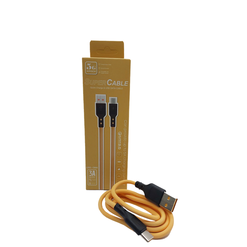 CABLE CHARGEUR USB VERS TYPE C / 5A / Jaune