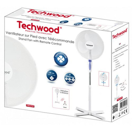 VENTILATEUR SUR PIED TECHWOOD TVE-473T / BLANC