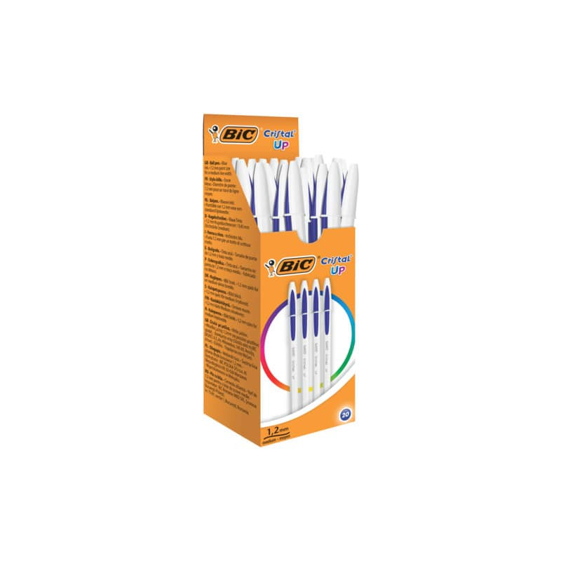 BOITE DE 20 STYLOS À BILLE BIC CRISTAL UP / BLEU