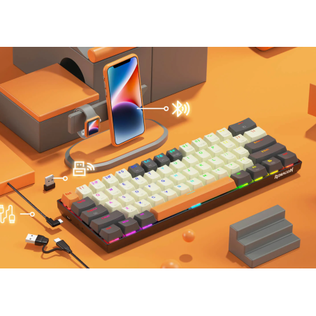CLAVIER GAMER MÉCANIQUE REDRAGON CARAXES PRO K644 RGB RED SWITCHES / AZERTY