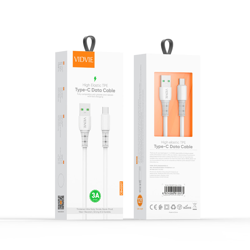 CÂBLE VIDVIE CB4020 TYPE C 1,2M / 30W / NOIR