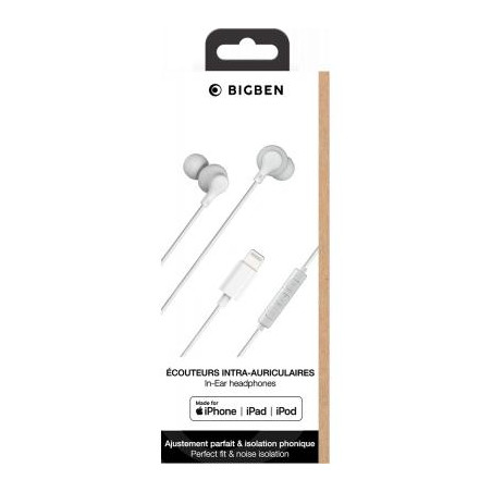 Ecouteurs Bigben Lightning Intra-auriculaire / Blanc