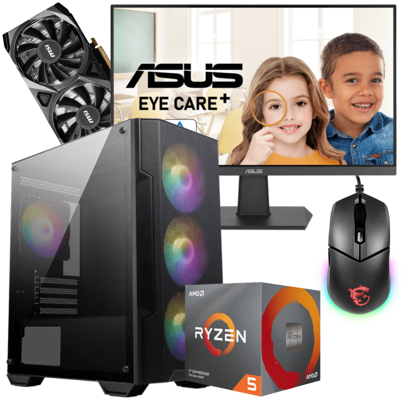 Setup Gamer MSI Pc de Bureau Gaming / Ryzen 5 3600 / RTX 3050 8G / 16 ...