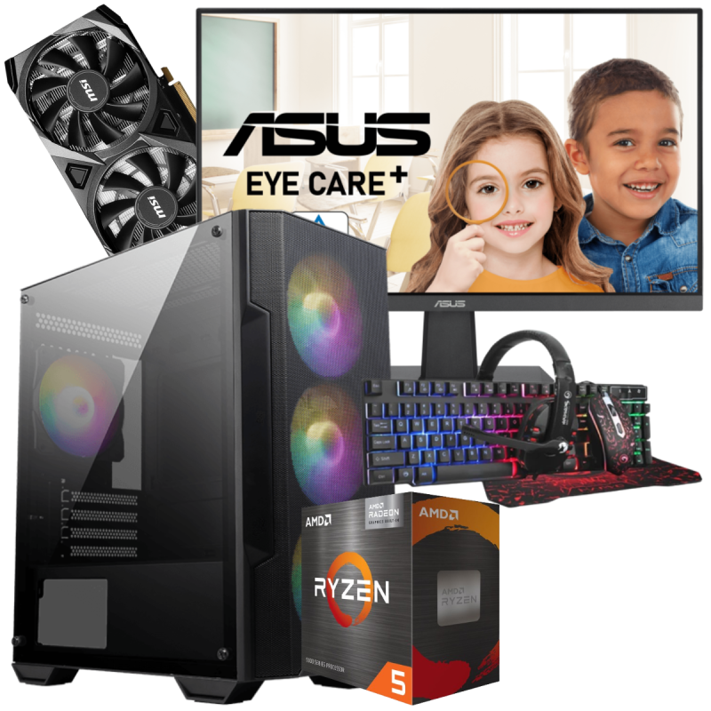 Setup Gamer MSI Pc de Bureau Gaming / Ryzen 5 5500 / RTX 3050 8G / 16 ...