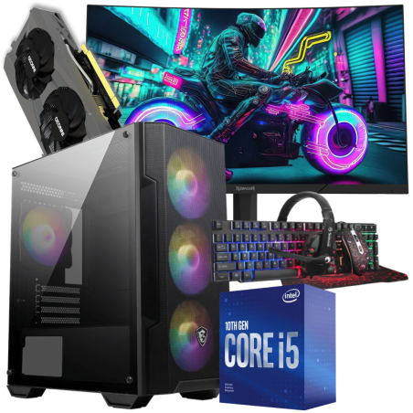 Setup Gamer Special Pc de Bureau Gaming / i5-10400F / RTX 3050 8G / 16 Go Avec Écran Incurvé ...