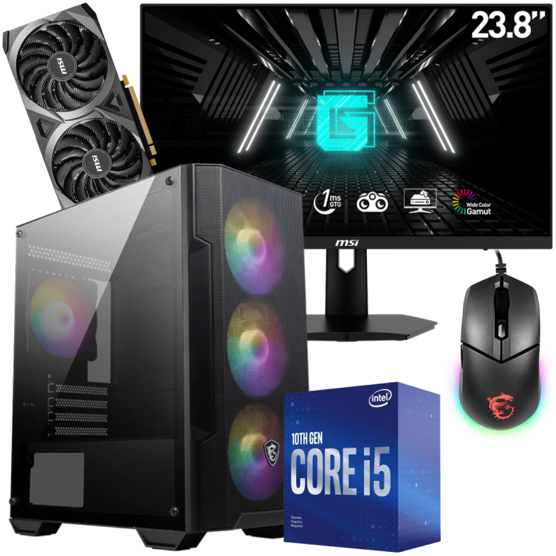 Setup Gamer Special Pc de Bureau Gaming / i5-10400F / RTX 3060 12G / 32 Go Avec Écran MSI 24 ...