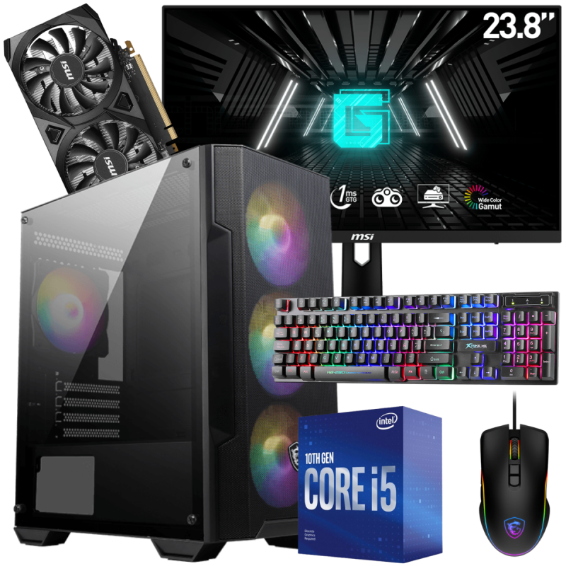 Setup Gamer MSI Pc de Bureau Gaming / i5-10400F / RTX 3050 6G / 16 Go ...