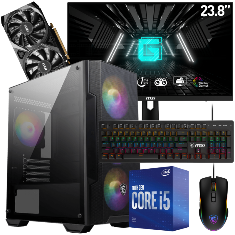 Setup Gamer MSI Pc de Bureau Gaming / i5-10400F / RTX 3050 8G / 16 Go ...