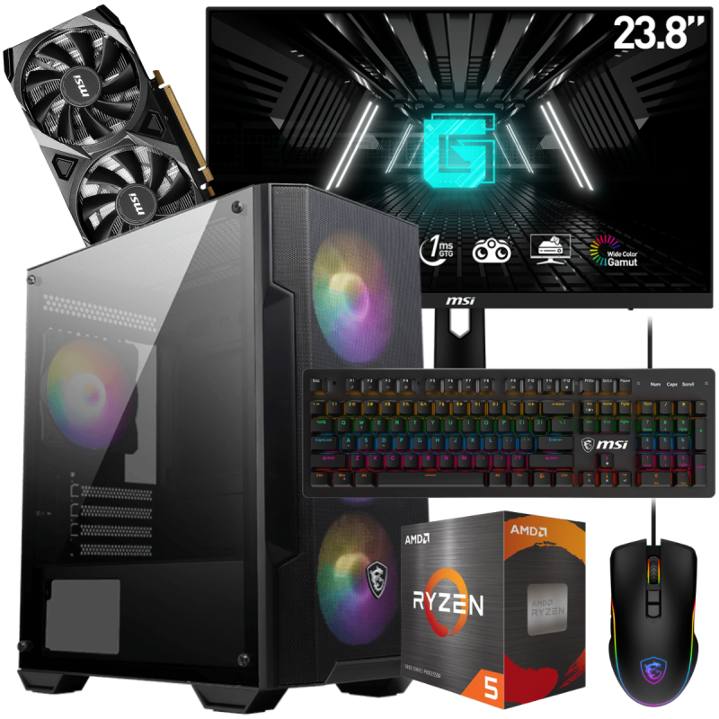 Setup Gamer MSI Pc de Bureau Gaming / Ryzen 5 5600X / RTX 3050 8G / 16 ...