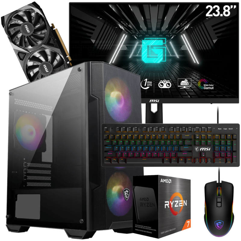 Setup Gamer MSI Pc de Bureau Gaming / Ryzen 7 5800X / RTX 3050 8G / 32 ...