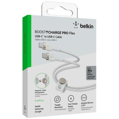 Câble 60W Boost Charge Pro Flex BELKIN USB-C vers USB-C 1M / Blan
