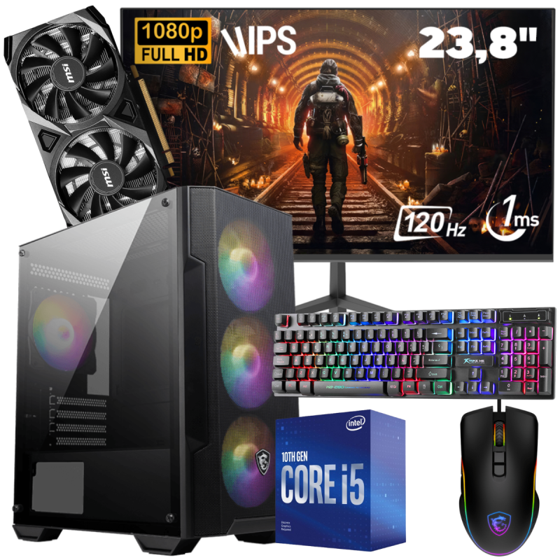 Setup Gamer Special Pc de Bureau Gaming / i5-10400F / RTX 3050 8G / 16 Go Avec Écran Aero 24 ...