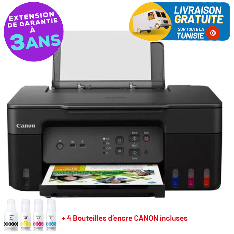 Imprimante Multifonctions Jet d'encre Couleur CANON PIXMA G3430 A4 / WiFi Avec Rame Papier Photo ...