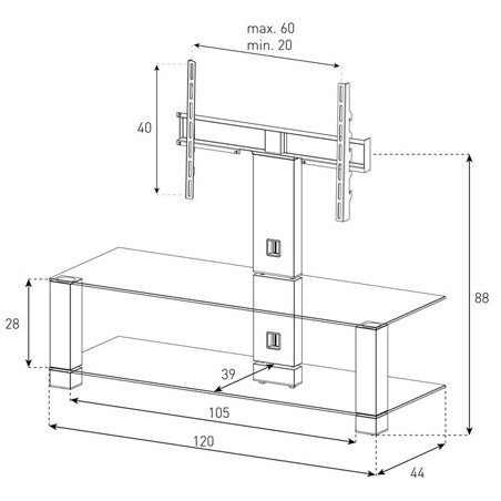 Table pour Téléviseur avec Support PL2400B / Garantie 5 ans
