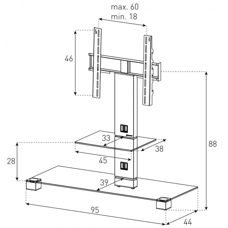 Table pour Téléviseur avec Support PL2500 / Garantie 5 ans