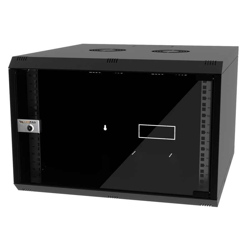 Coffret Réseau 7U 19'' prof 450 mm Avec porte avant vitré fixe / NOIR