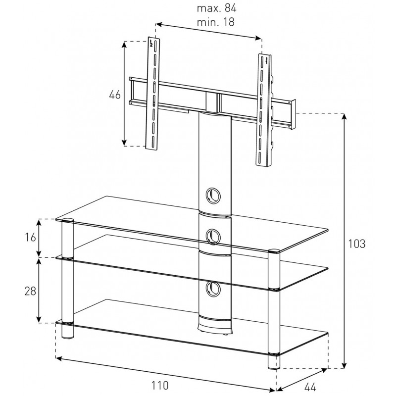 Table pour Téléviseur avec Support Neo 1103 / Noir / Garantie 5 ans