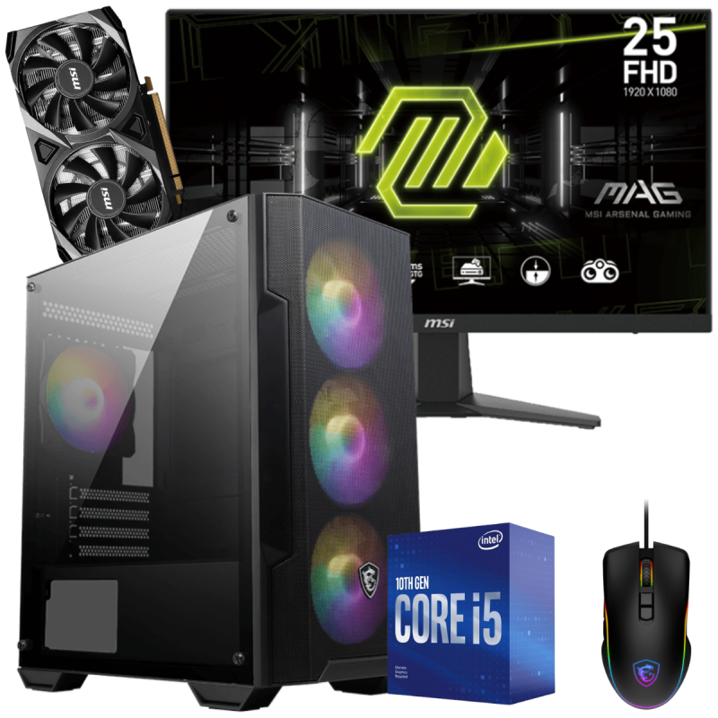 Setup Gamer Special Pc de Bureau Gaming / i5-10400F / RTX 3050 8G / 32 Go Avec Écran MSI 24.5 ...