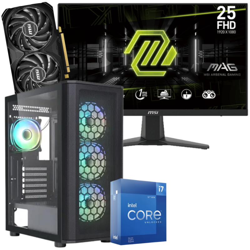Setup Gamer Special Pc de Bureau Gaming / i7-12700KF / RTX 4060 Ti 16G / 32 Go Avec Écran MSI 24 ...