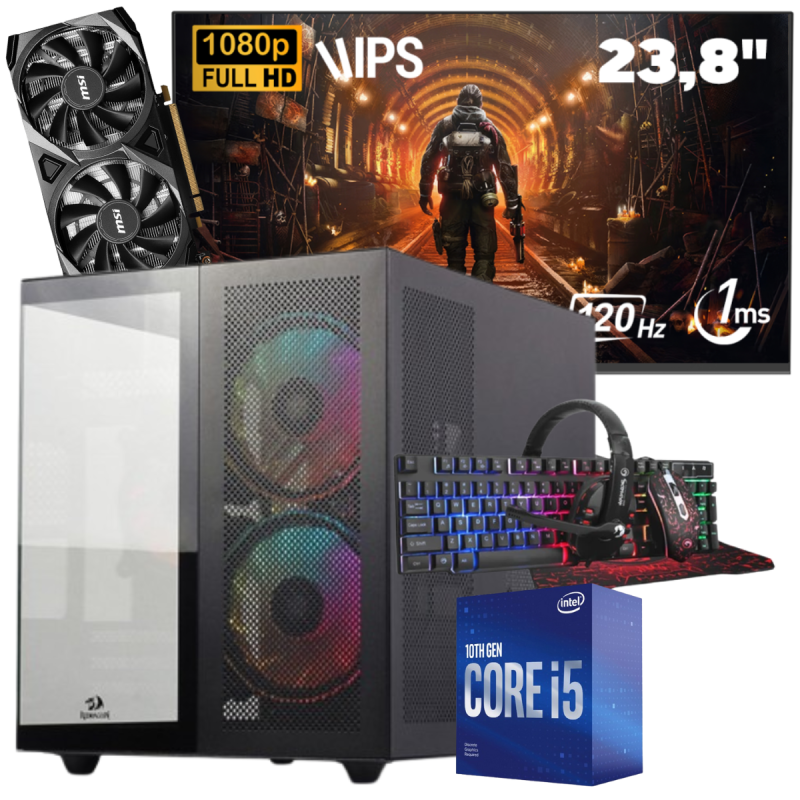 Setup Gamer Special Pc de Bureau Gaming / i5-10400F / RTX 3050 8G / 16 Go Avec Écran Aero 24 ...