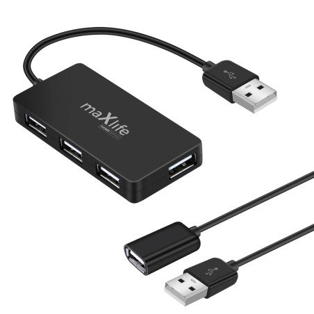 Hub USB Maxlife Home Office USB 2.0 - 4x USB 0,15 m noir + câble 1,5 m
