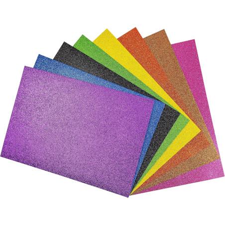 10 Papiers mousse pailletée autocollante multicolore brillante A4