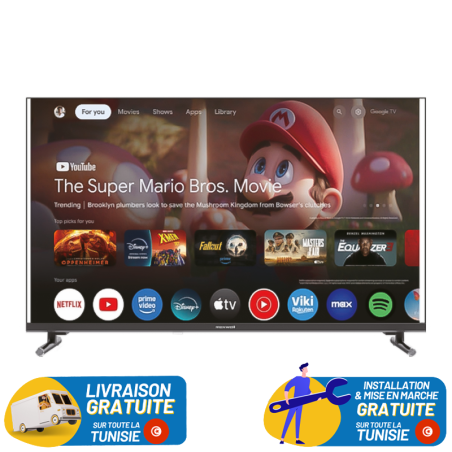 Téléviseur MAXWELL 43" QLED Full HD Smart Google TV avec RECEPTEUR ...