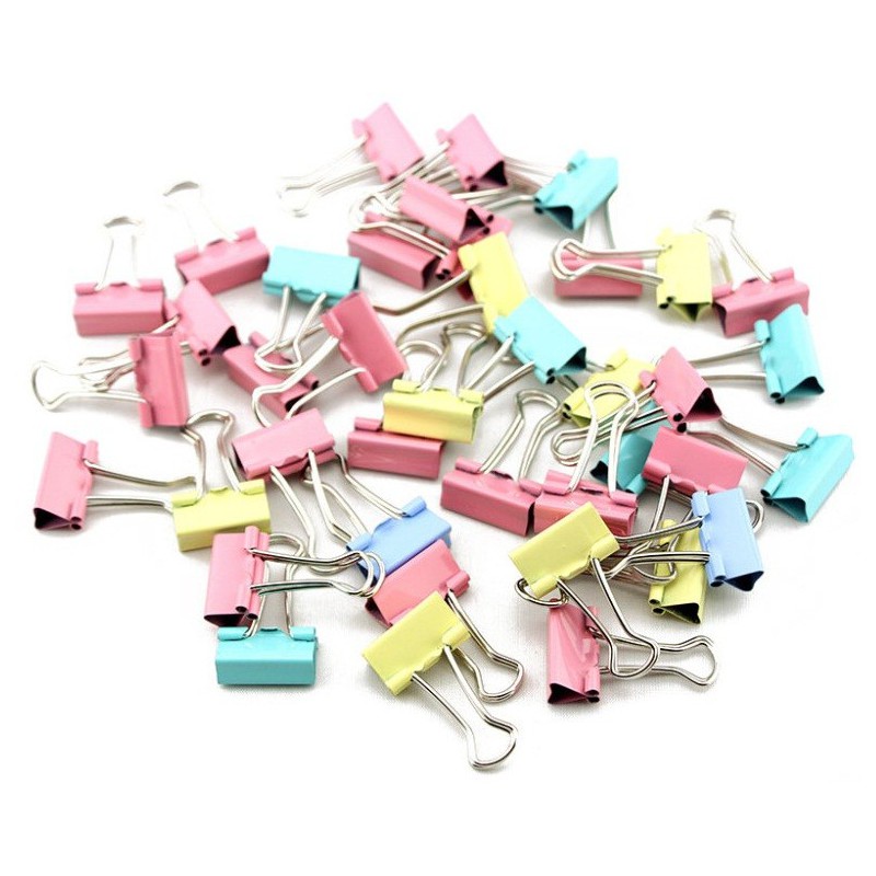 Boite de 40 mini pinces 19 mm / 4 couleurs