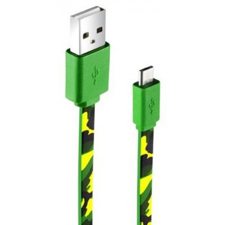 Câble plat CLiPtec ARMY USB vers Micro-USB pour Smartphone / Vert