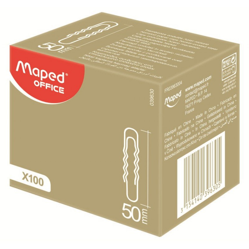 100 Trombones ondulés Maped 50 mm