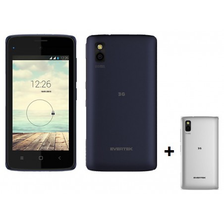 Téléphone Portable Evertek EverStar Q40 / Double SIM / Bleu + Coque ...