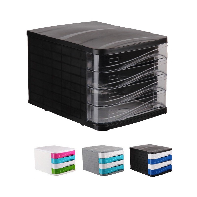 Bloc de 4 Tiroirs ARK / Gris & Transparent