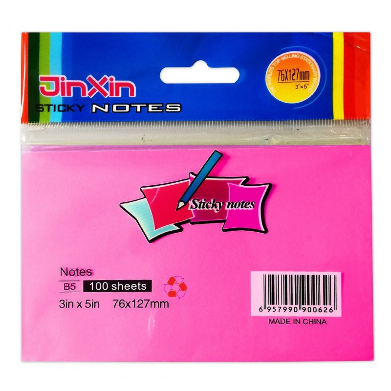 Bloc 100 Feuilles Notes Repositionnables 76 X 127 Mm Rose
