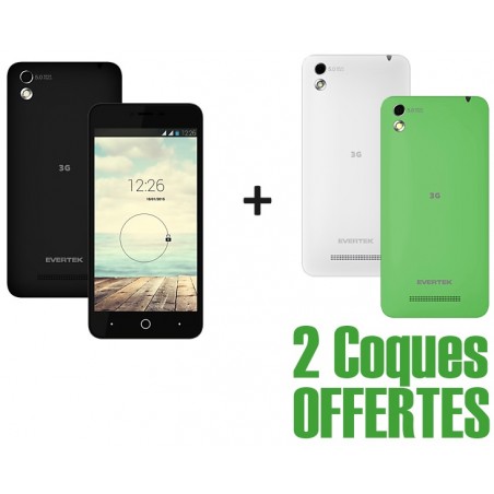Téléphone Portable Evertek EverStar S / 3G / Double SIM / Noir + 2 ...