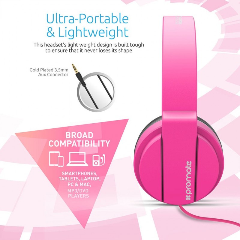 Casque Stéréo Promate Encore / Rose