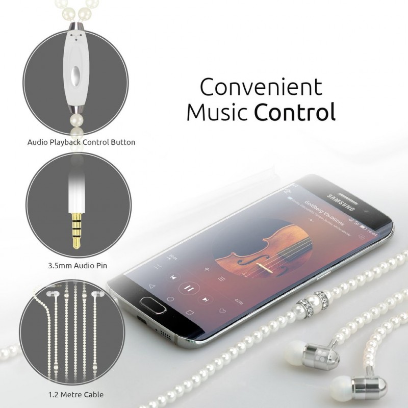 Écouteurs Stéréo intra-auriculaire avec micro Promate Pearli / Blanc