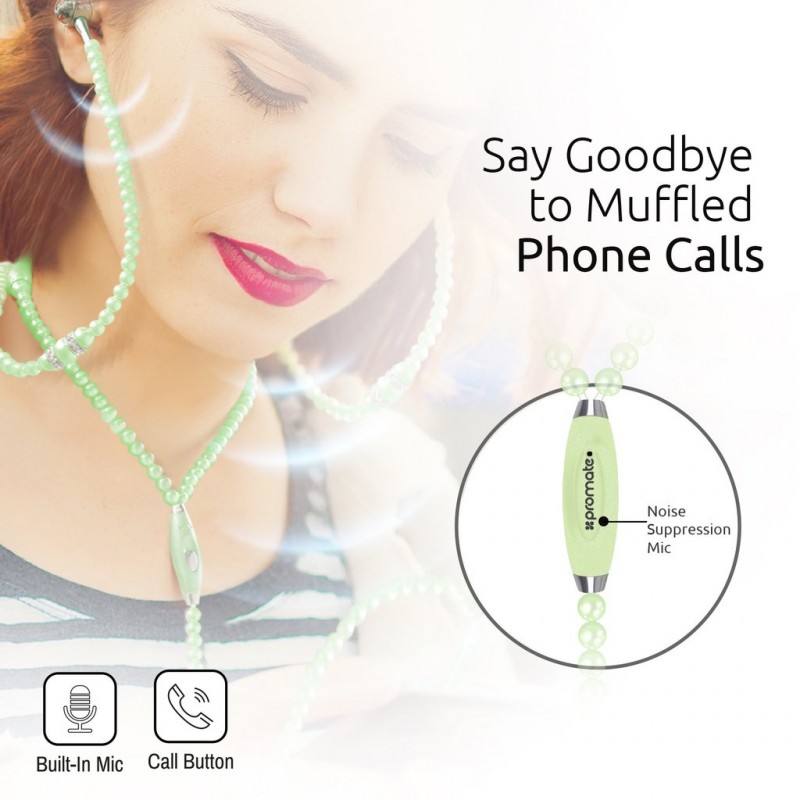 Écouteurs Stéréo intra-auriculaire avec micro Promate Pearli / Vert